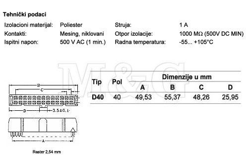 M&G Electronic | KONEKTOR DIN 41651 40 PINA KABL.+DRŽAČ