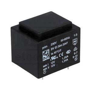 M&G Electronic | TRAFO PRINT HAHN 220V 2,6VA 2x12V